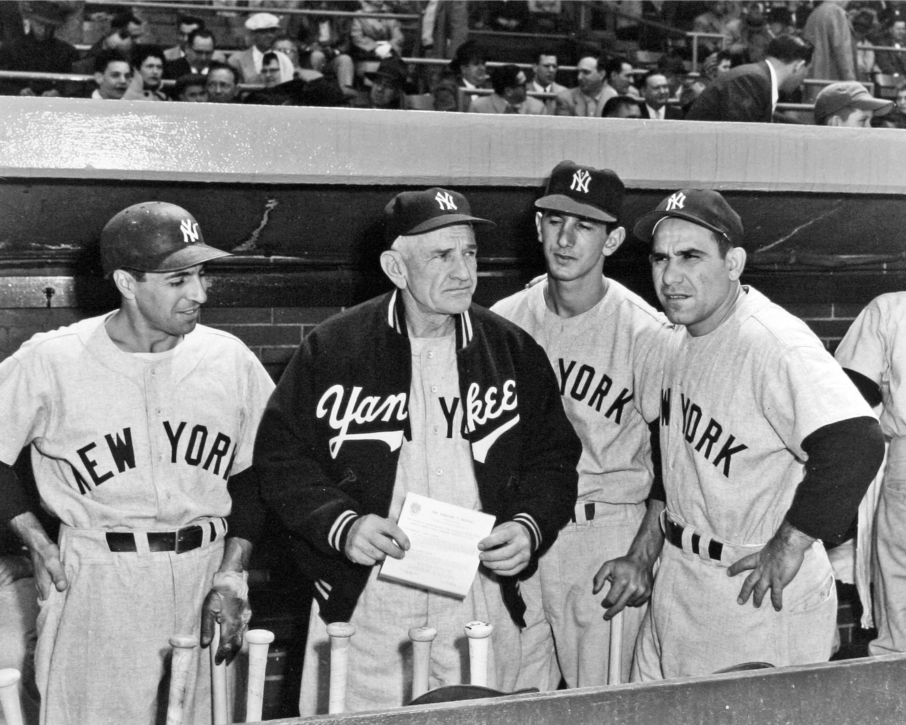 New York Yankees Phil Rizzuto, Casey Stengel, Billy Martin & Yogi Berr ...